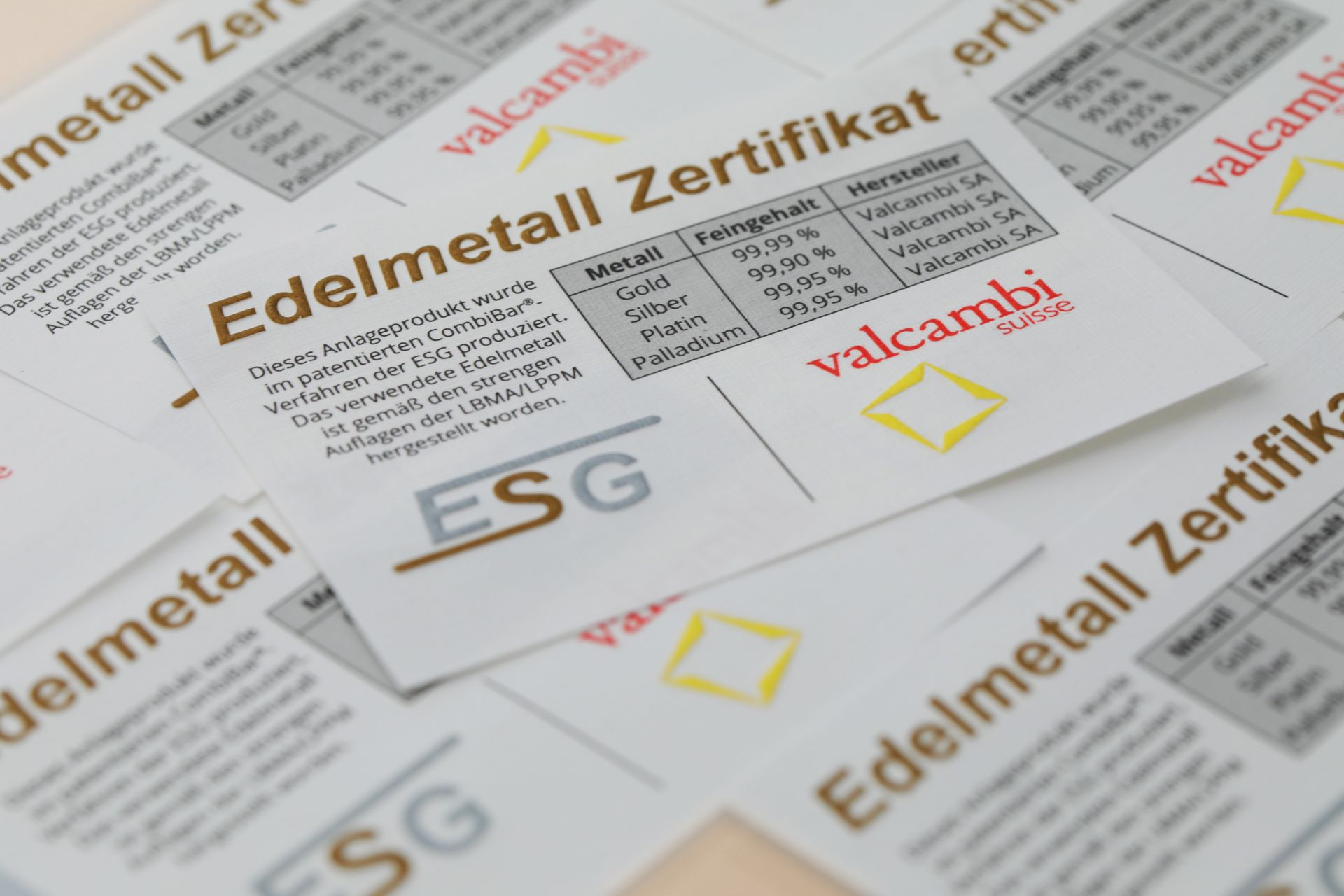 Zertifikate bei Edelmetallen: ESG Edelmetall-Service GmbH & Co. KG